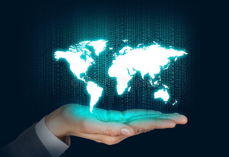 Main Ouverte D'humain Avec La Carte Du Monde Photo stock - Image du ...