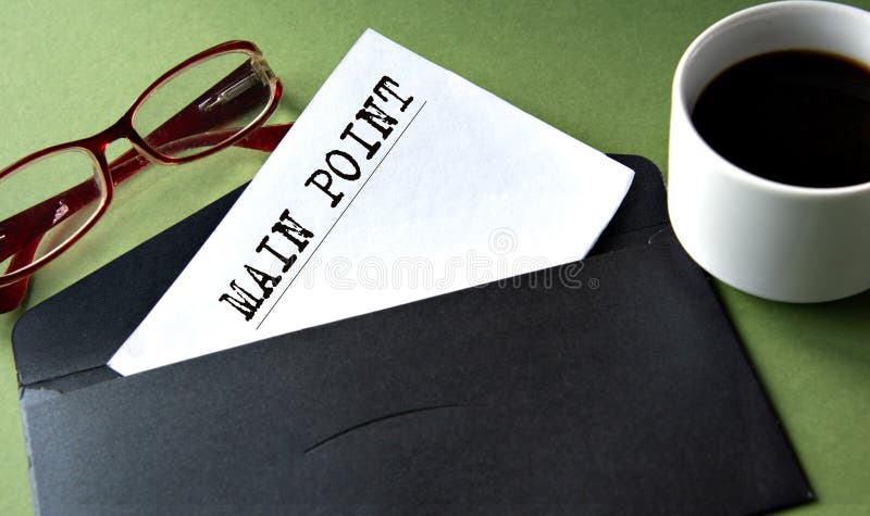 MAIN POINT - Word on a White Sheet of Paper on a Background of a Black ...