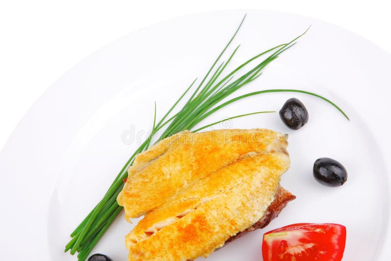Main Portion: Served Roast Golden Fish Fillet Stock Photo - Image of ...