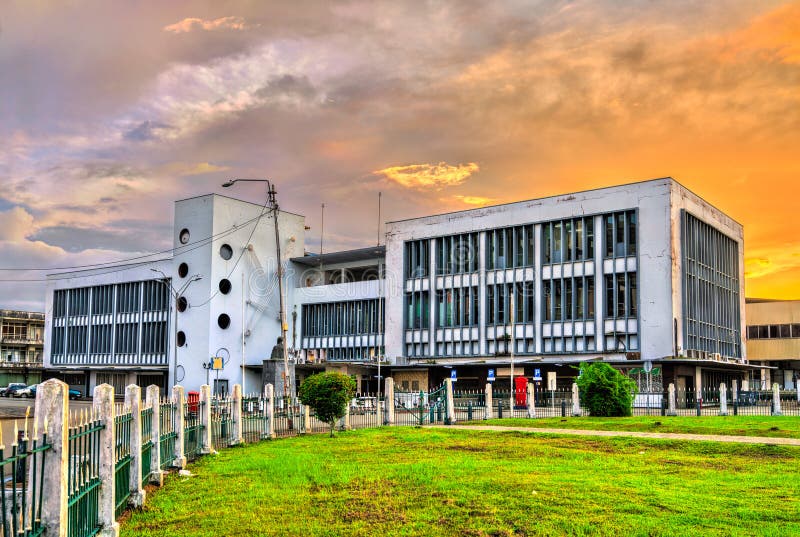 Main Post Office in Paramaribo, Suriname, at Sunset Stock Photo - Image ...