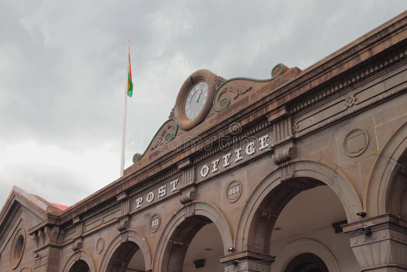 Main Post Office. Port Louis, Mauritius Stock Image - Image of clouds ...