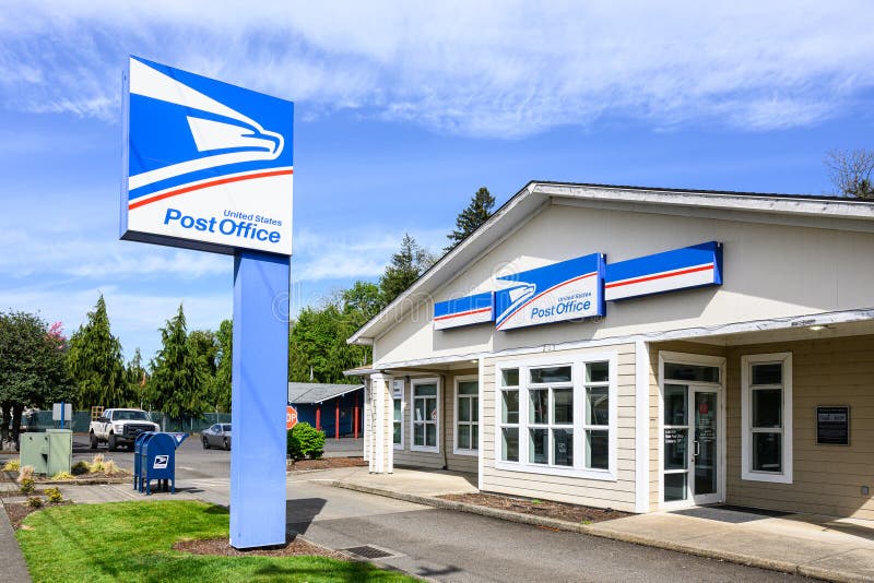Main Post Office Sign and Building at Estacada Oregon Location ...