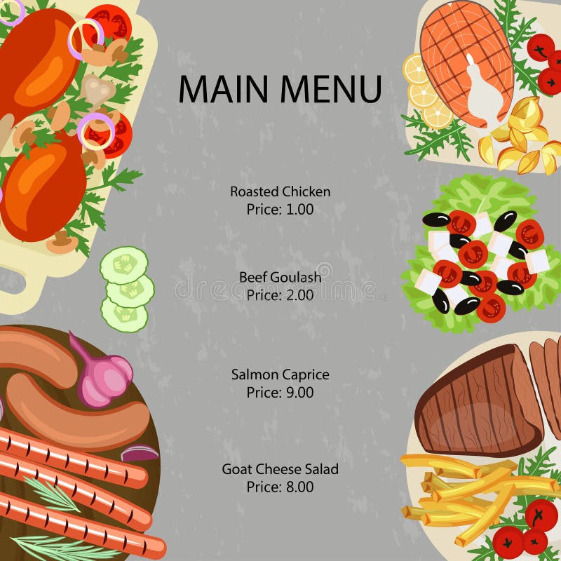 Main restaurant menu stock vector. Illustration of flat - 90510371