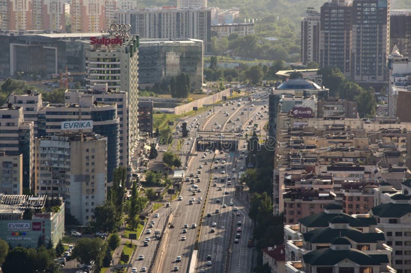 Main Road and Buildings in Downtown Almaty Stock Image - Image of ...