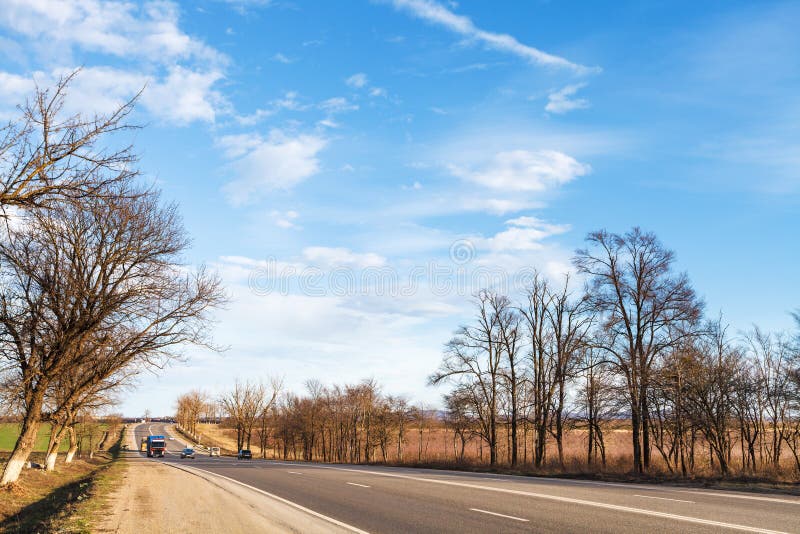 Main Road in Country District in Early Spring Stock Photo - Image of ...