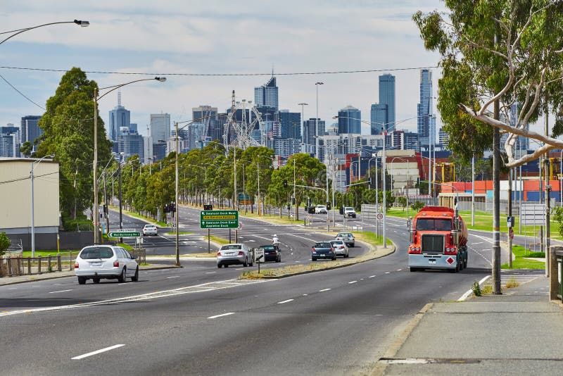 Main road in Melbourne stock image. Image of arrive, main - 79369045