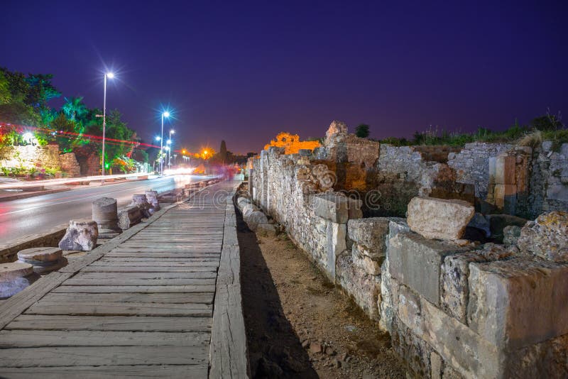 Main Road To the Ancient City of Side Stock Image - Image of historical ...