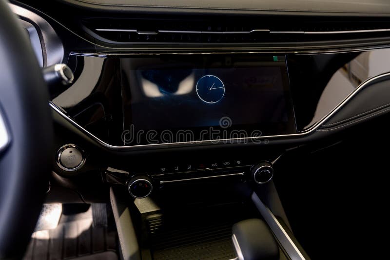 Main Screen in Modern Car Dashboard Stock Image - Image of interior ...