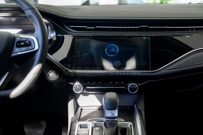Main Screen in Modern Car Dashboard Stock Photo - Image of audio ...