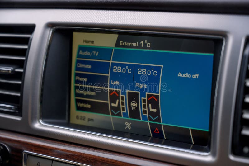 Main Screen in Modern Car Dashboard Stock Image - Image of controls ...