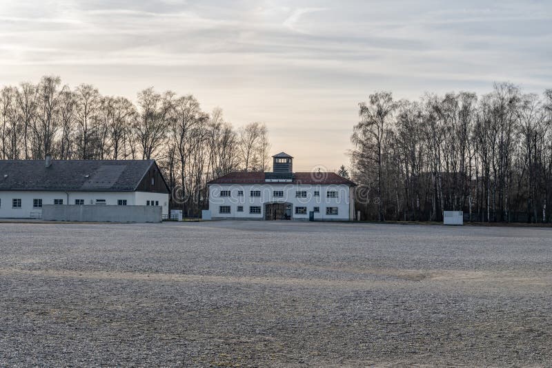 Main Security Building, Entrance at Dachau Concentration Camp in Dachau ...