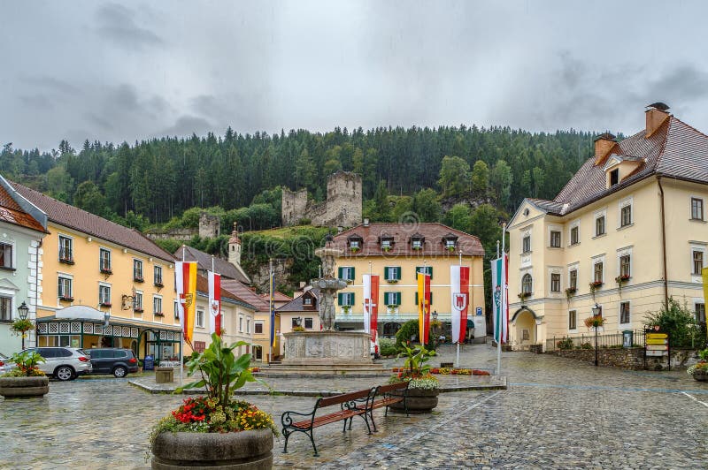 Main Square, Friesach, Austria Stock Photo - Image of ruins, rain: 79757494