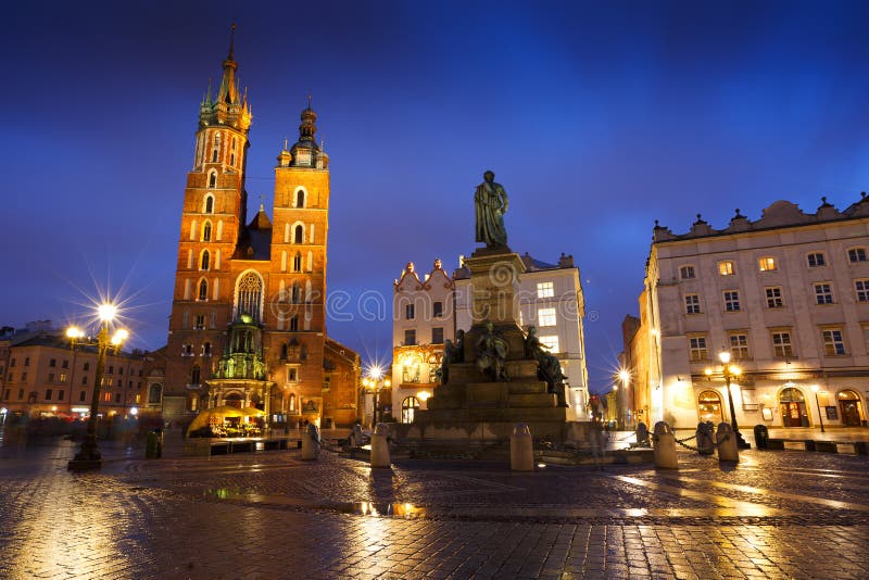 Main square in Krakow. editorial photo. Image of blue - 52471281