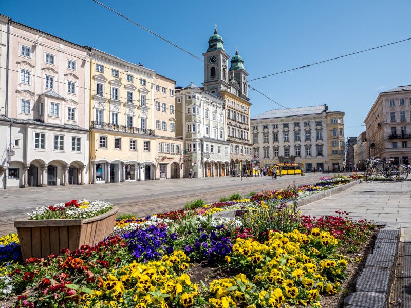 On the main square in Linz editorial stock photo. Image of cultural ...