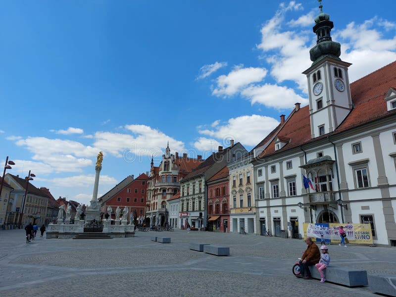 Main square Maribor editorial stock image. Image of tower - 253611789