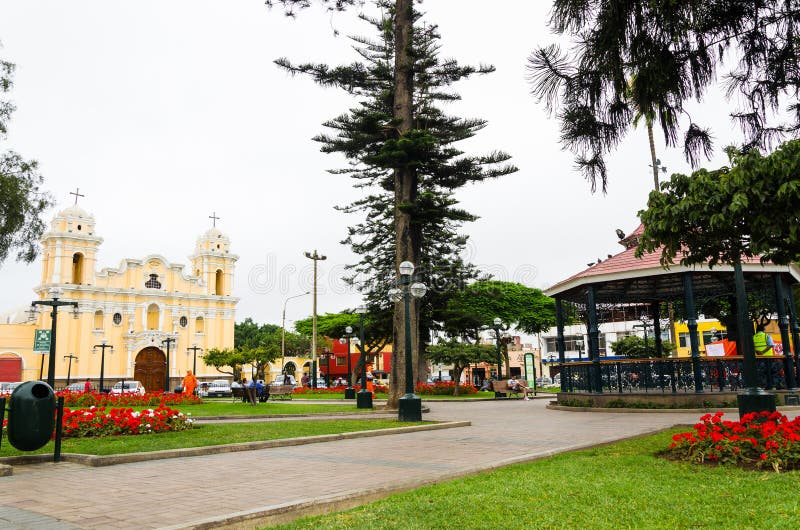 Main Square in Santiago of Surco in Lima - Peru Editorial Stock Photo ...