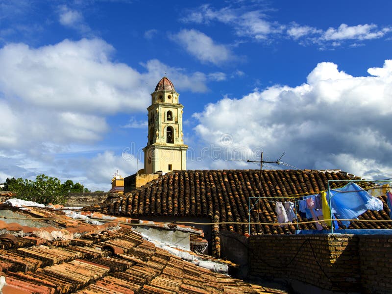 Main Square in Trinidad, Typical View of Small Town, Cuba Stock Image ...