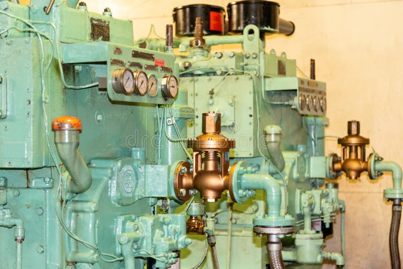 Main Starting Air Compressor of Cargo Ship. Stock Image - Image of ...