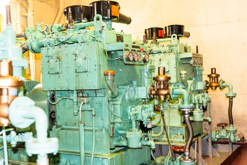 Main Starting Air Compressor of Cargo Ship. Stock Image - Image of ...