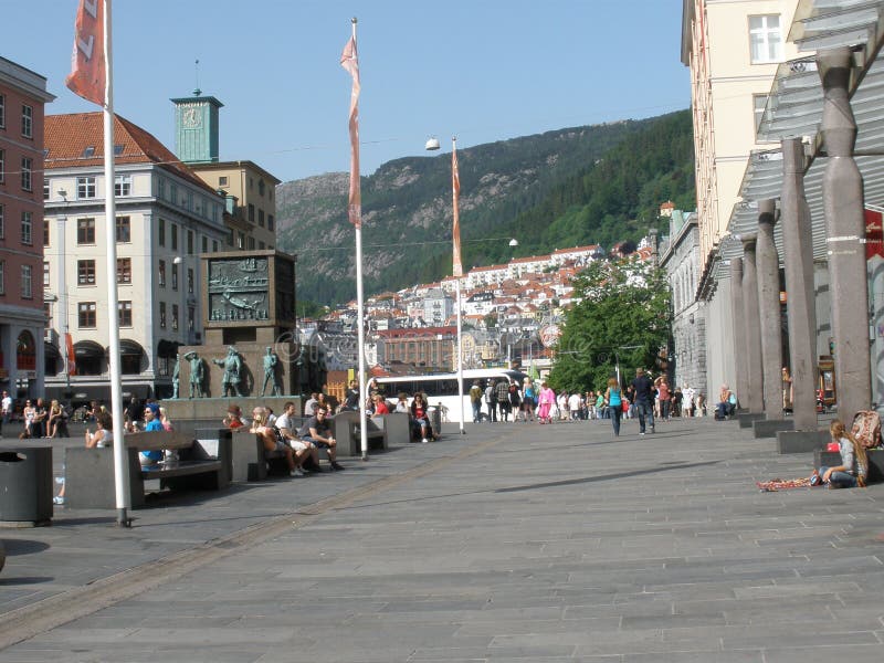 Main street in Bergen editorial photo. Image of blue - 98249491