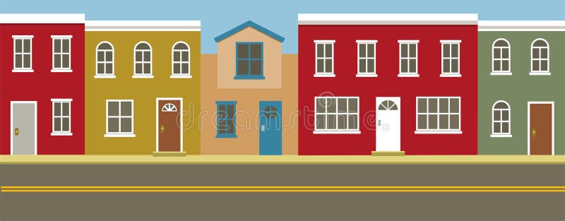 Main Street Buildings stock illustration. Illustration of shops - 371936538