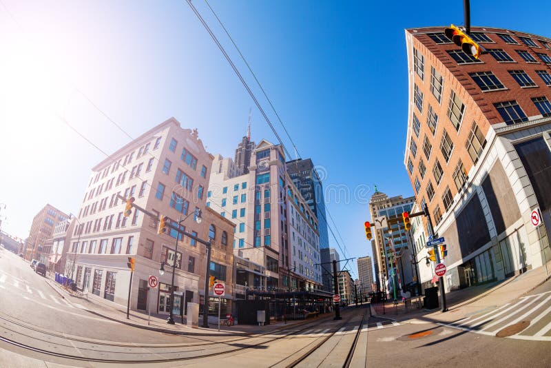 Main Street Intersection in Buffalo Downtown Stock Image - Image of ...