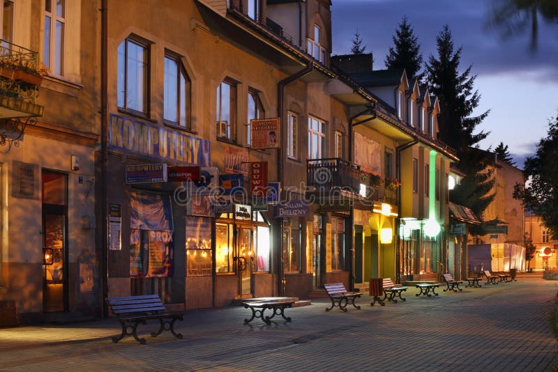 Old Street in Lesko Town. Poland Stock Photo - Image of european ...