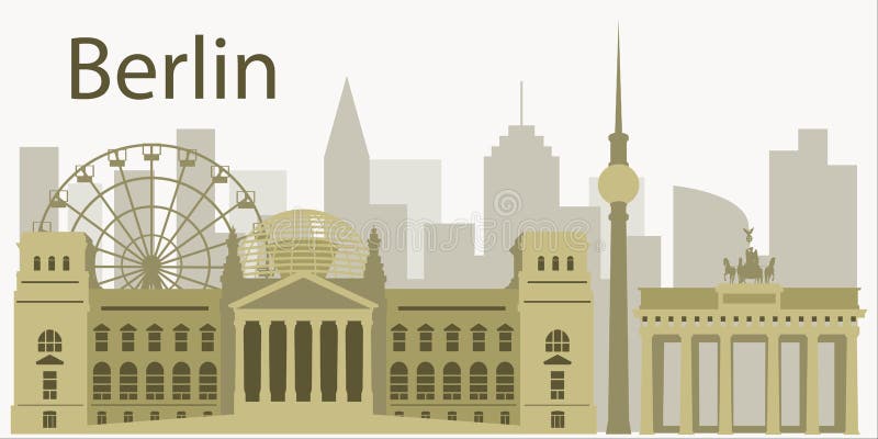 Main symbols of Berlin stock vector. Illustration of sightseeing ...