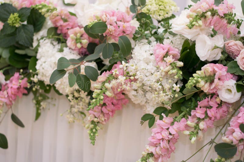 Main Table at a Wedding Reception with Beautiful Fresh Flowers Stock ...