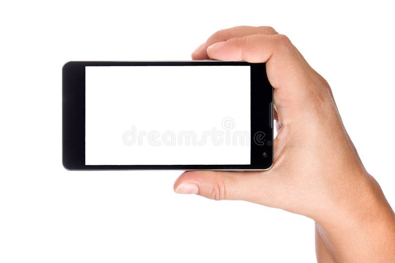 Main Tenant Grand Smartphone Moderne Image stock - Image du femme ...