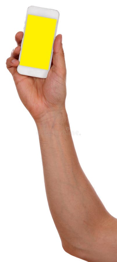 Main Tenant Smartphone Sur Le Fond Blanc Image stock - Image du ...