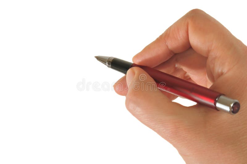 Main tenant un stylo rouge image stock. Image du finances - 30275299