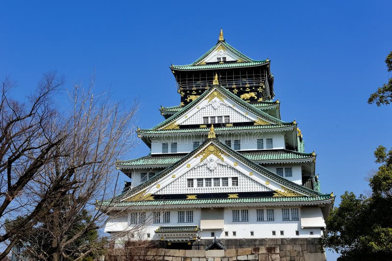 Main tower of Osaka Castle stock image. Image of historic - 19363347