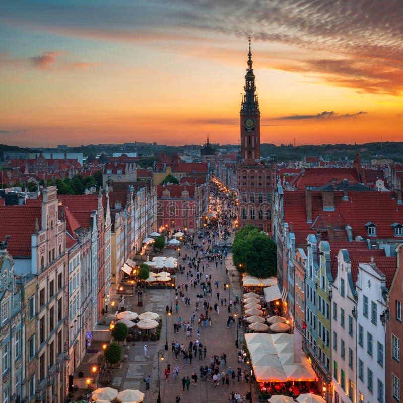The Main Town of Gdansk at Sunset, Poland Stock Photo - Image of baltic ...