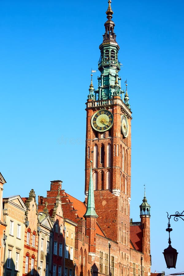 Main Town Hall in Gdansk stock image. Image of medieval - 245466135