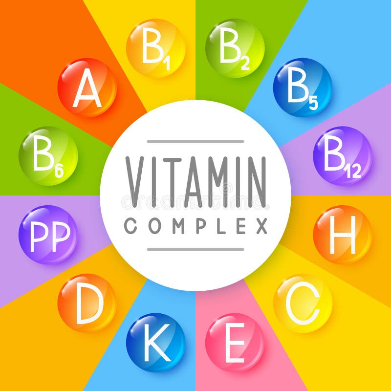 Main Vitamins on Yellow Background Stock Vector - Illustration of ...