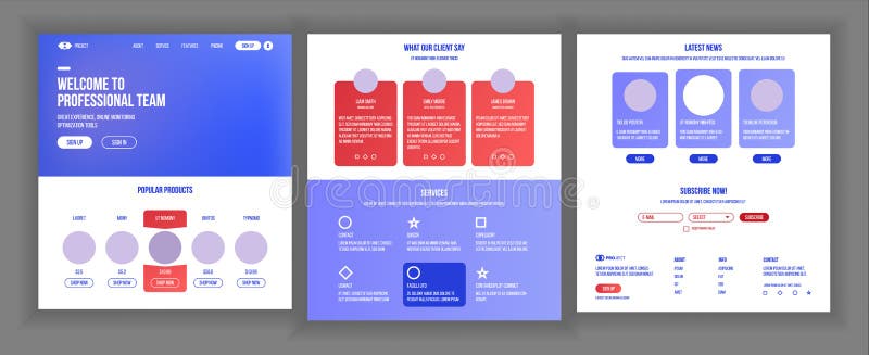 Main Web Page Design Vector. Website Business Screen. Landing Template ...