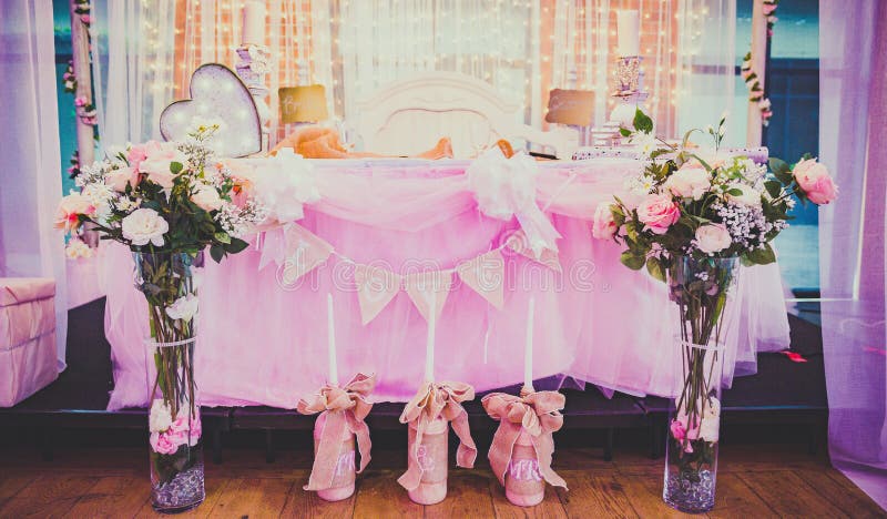 Main Wedding Table Decorated Stock Image - Image of elegance, decor ...