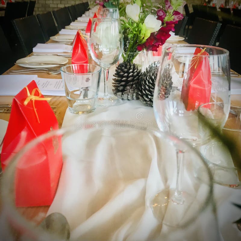 Main Wedding Table Decorated and Table Set. Close Up. Stock Photo ...