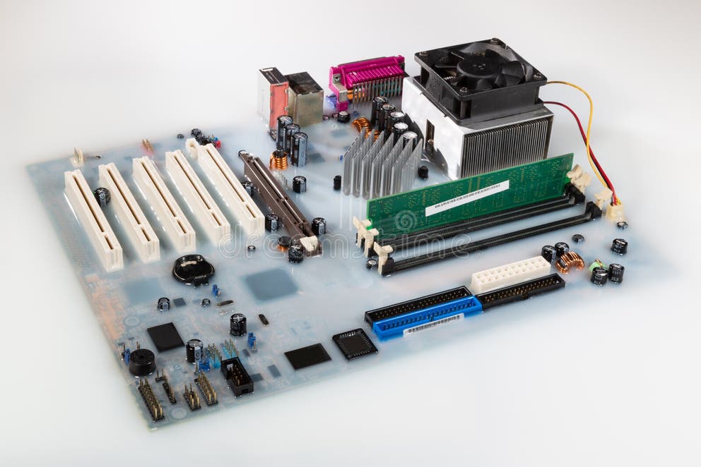 Mainboard Card Computer Flooded by White Colored Water Editorial Stock ...