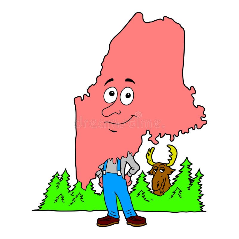 Maine cartoon map stock vector. Illustration of cartoon - 274142327