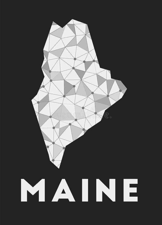 Maine - Communication Network Map of Us State. Stock Vector ...