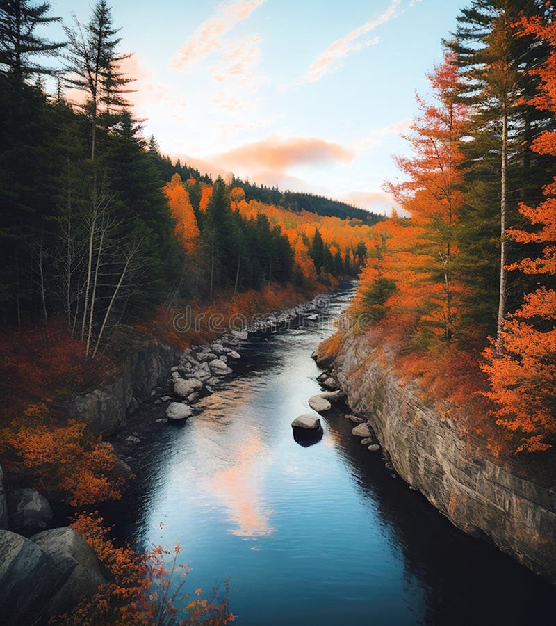 Maine Fall Colors Scenic stock illustration. Illustration of beauty ...