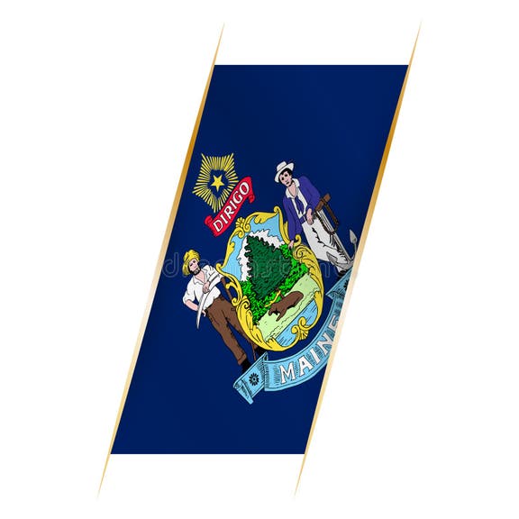 Maine Flag in the Form of a Banner with Waving Effect and Shadow Stock ...