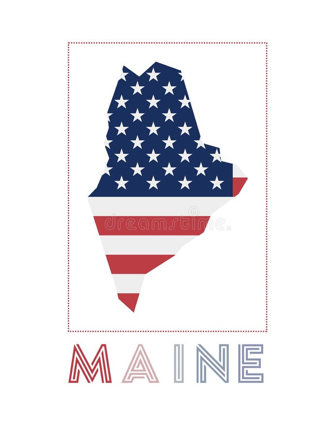 Maine Logo. Map of Maine with Us State Name and. Stock Vector ...