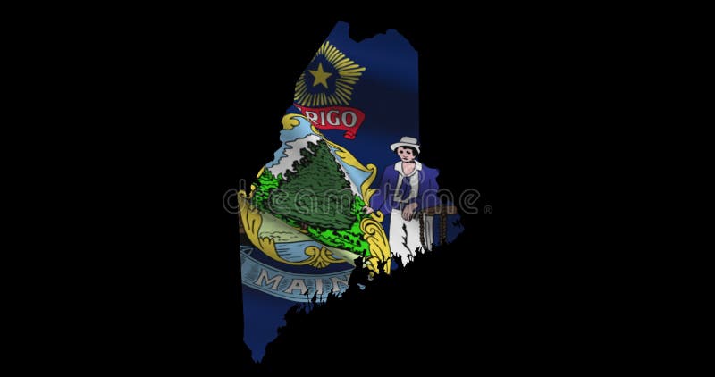Maine Map Outline PNG. State Flag Icon Stock Illustration ...
