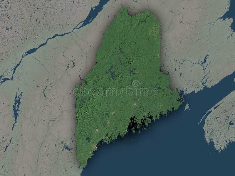 Maine on a Map with State Borders and Cities Stock Illustration ...