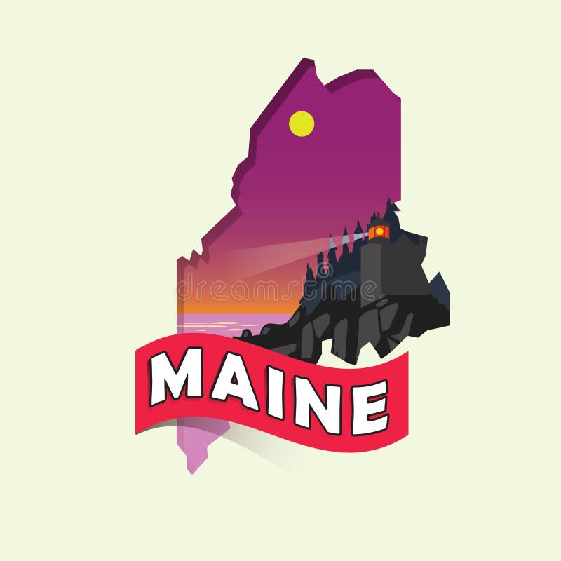 Maine Map. Vector Illustration Decorative Design Stock Vector ...