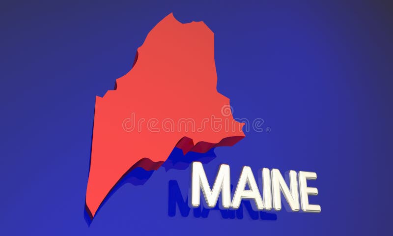 Maine ME Red State Map Name Stock Illustration - Illustration of ...