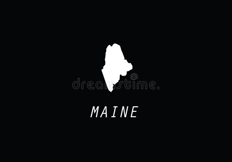 Maine Outline Map State Shape USA America Borders Stock Vector ...